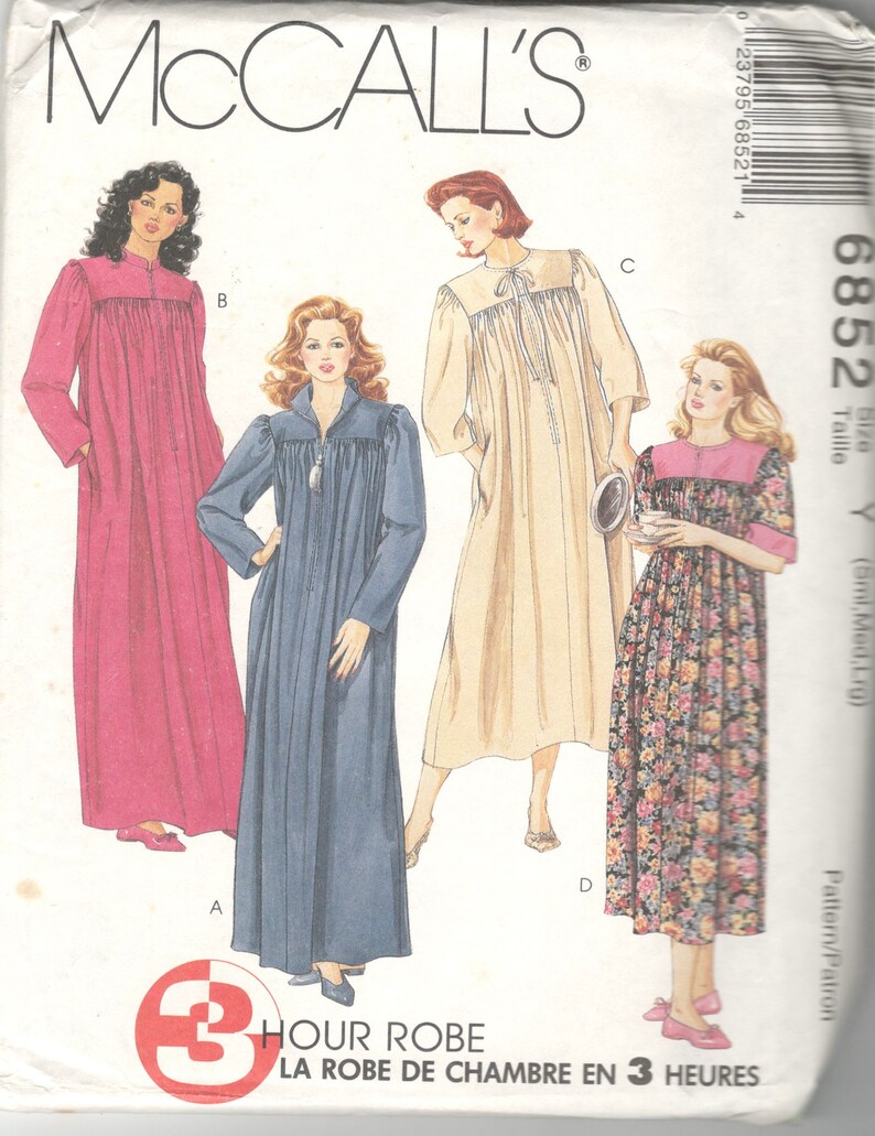 Mccalls 6852 Misses Easy Zip Front Robe Pattern Loungewear Womens ...