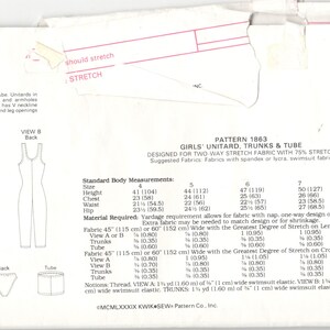 Kwik Sew 1863 1980s Girls Dance Gymnastics Unitards Trunks and Tube ...