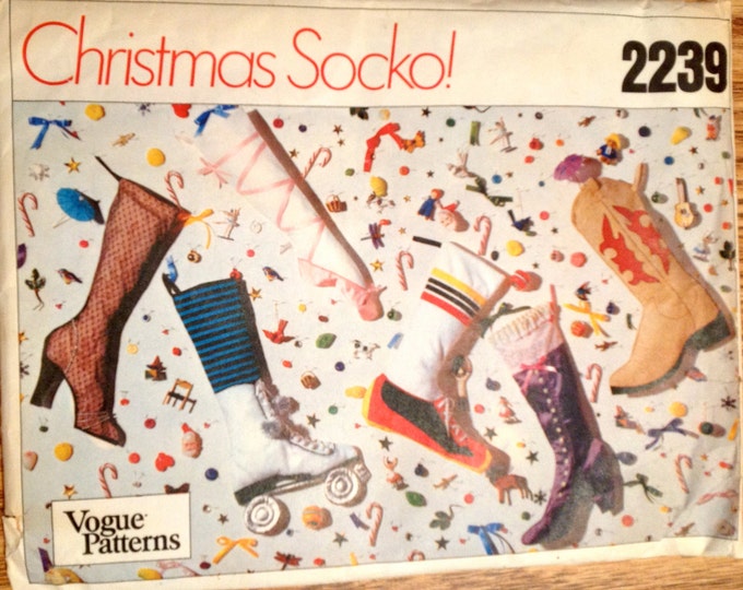 1970s Vogue 2239 Christmas Stockings Pattern SOCKO 5 FUN Designs ...