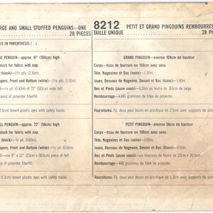 Simplicity 8212 Large and Small Plush Toy PENGUINS Pattern 22 and 41 ...