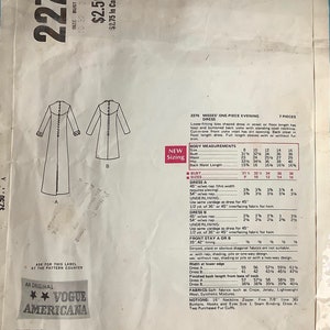 Vogue 2276 1970s Evening Dress Pattern Standing Collar Deep Bodice Slit ...