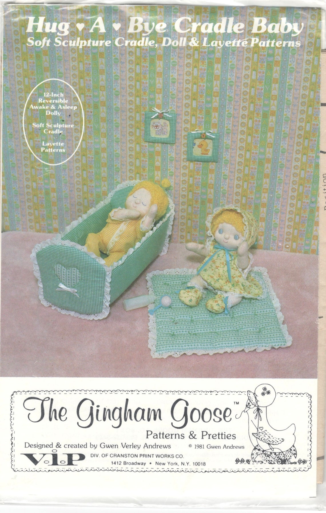 Gingham Goose 035 Soft Sculpture Cradle Sleep Awake Asleep 12 | Etsy