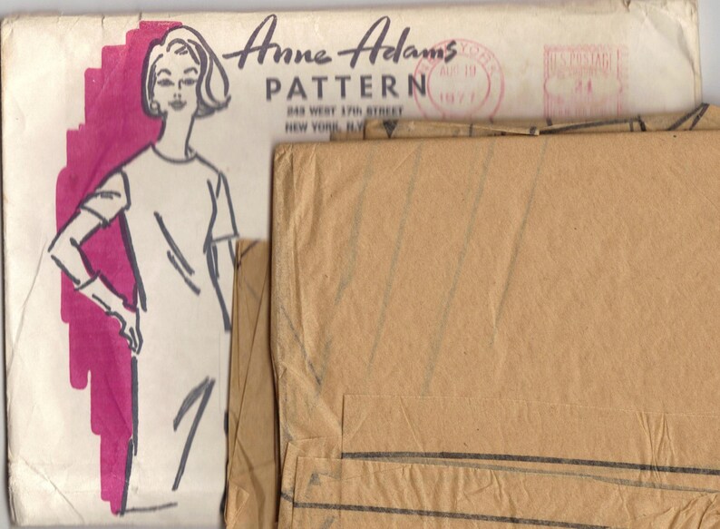 1970s Anne Adams 4808 Draped Back Evening Dress Pattern Waterfall Back ...