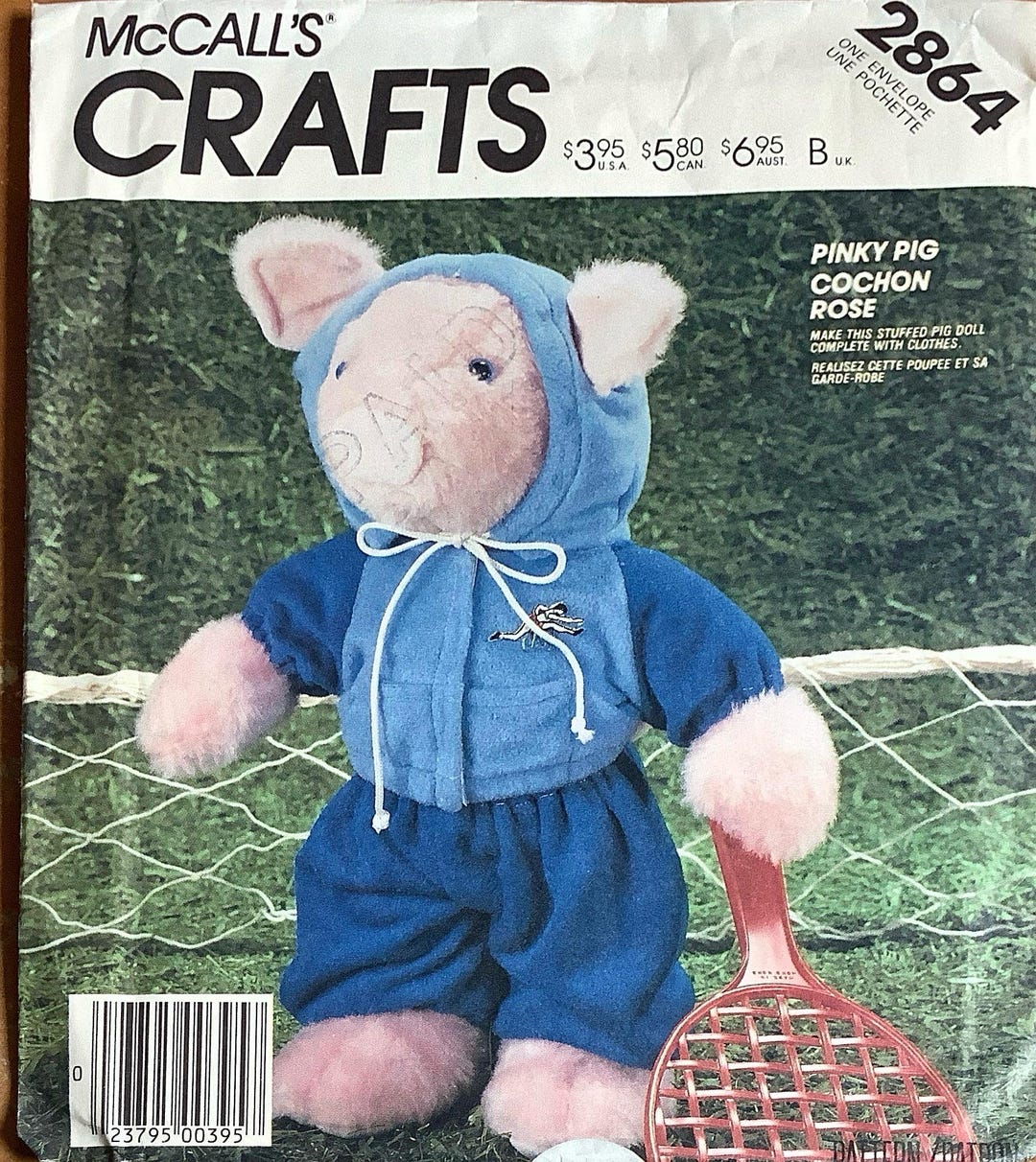 Mccalls 2864 1980s Pinky Pig and Clothes Pattern Vintage Plush Stuffed ...