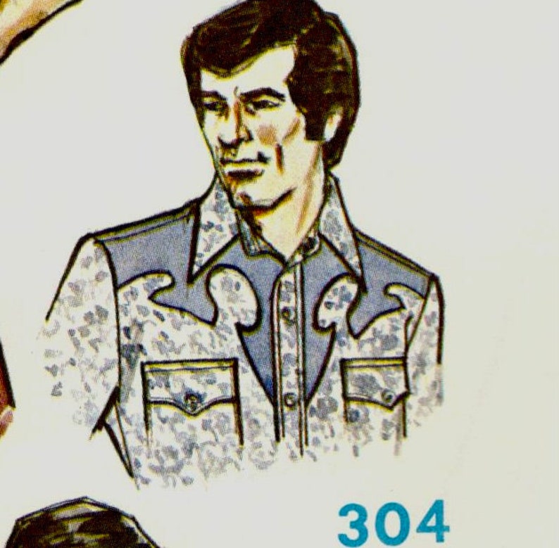 Authentic 304 Mens Western Shirt YOKE Pattern Shaped Yoke Adult 1970s ...