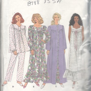 Sleepwear Sewing Pattern Nightgown Robe and Pajamas Sweetheart Neck ...