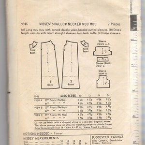 Butterick 9946 1960s Misses Shallow Necked Muu Muu Pattern - Etsy