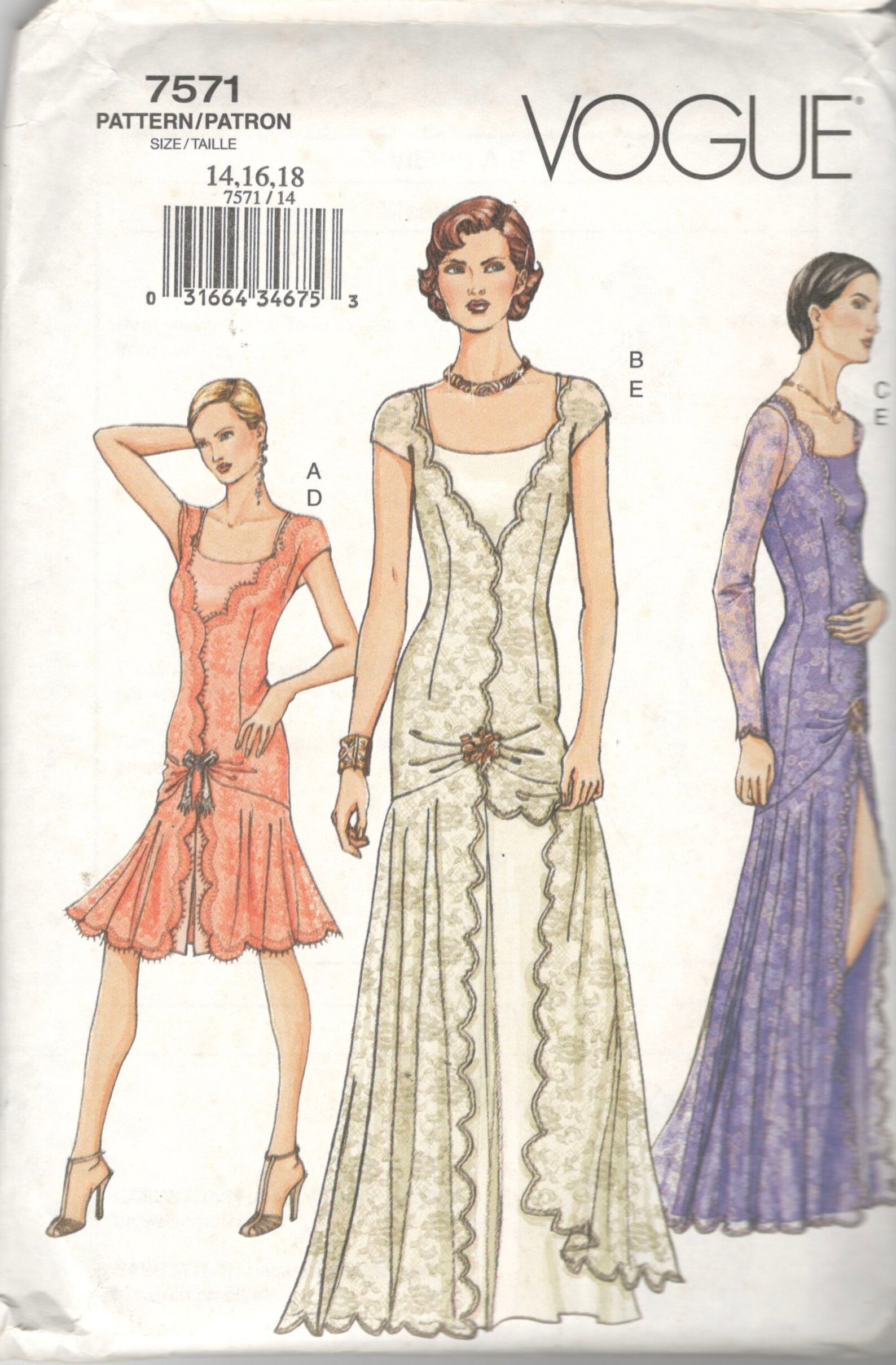Vogue 7571 Misses 1920s Inspired Evening Dress Pattern Womens - Etsy