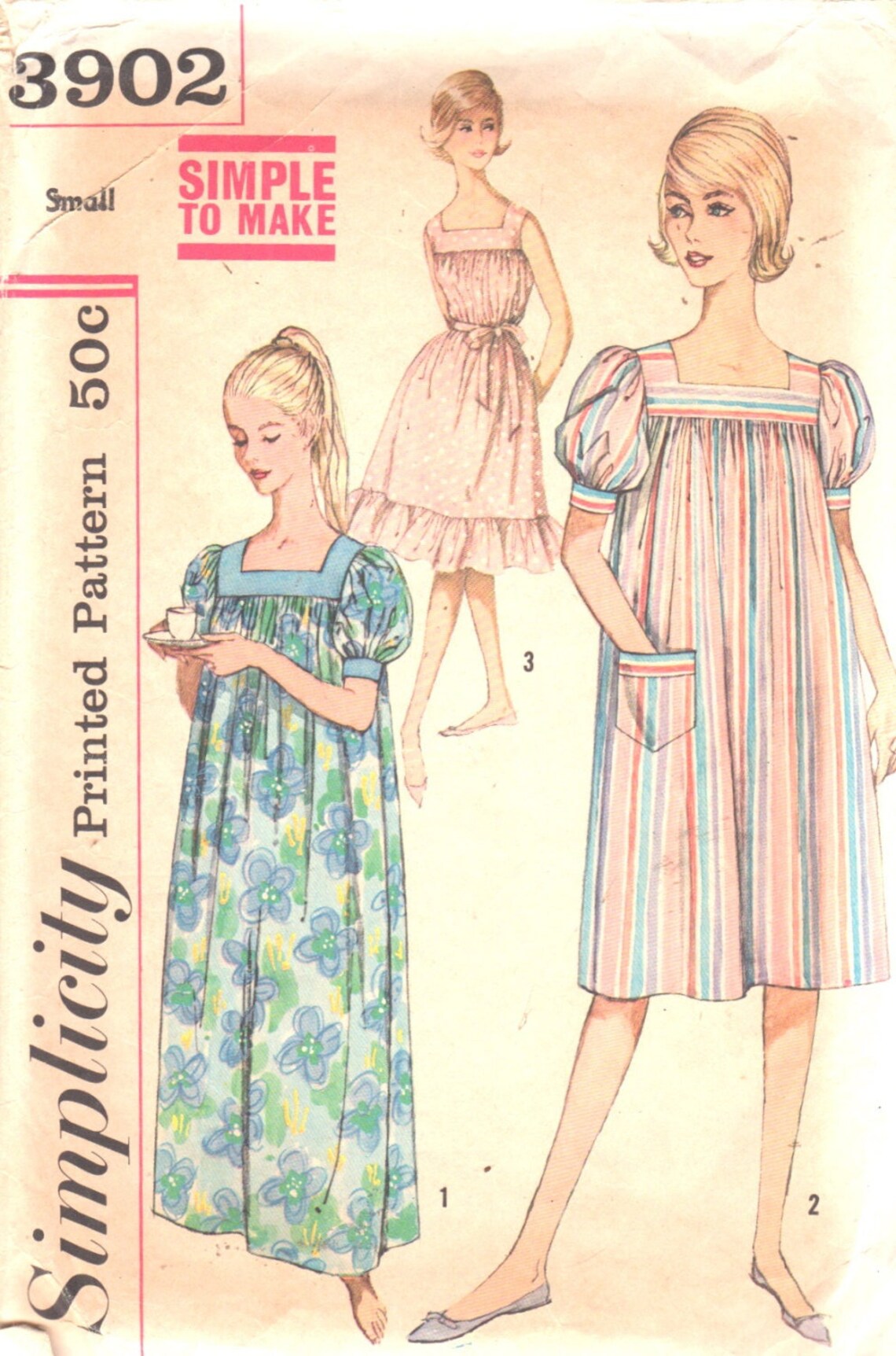 Simplicity 3902 1960s Misses Easy Square Neckline Muu Muu - Etsy