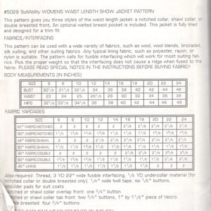 Suitability 5029 Misses Waist Length Show Jacket Pattern 3 Style ...