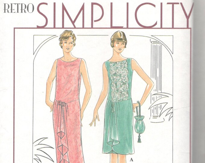 Simplicity 8776 1920s Dress and Drawstring Purse Pattern Great Gatsby ...