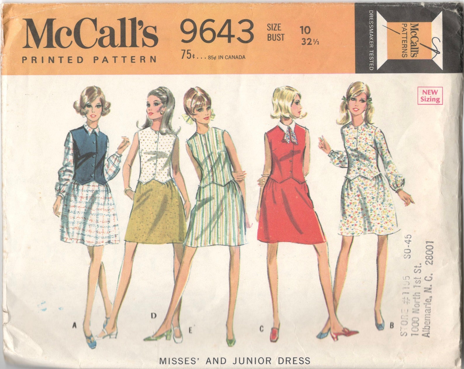 Mccalls 9643 1960s Misses Mod Dress Pattern Swomens Vintage Sewing ...