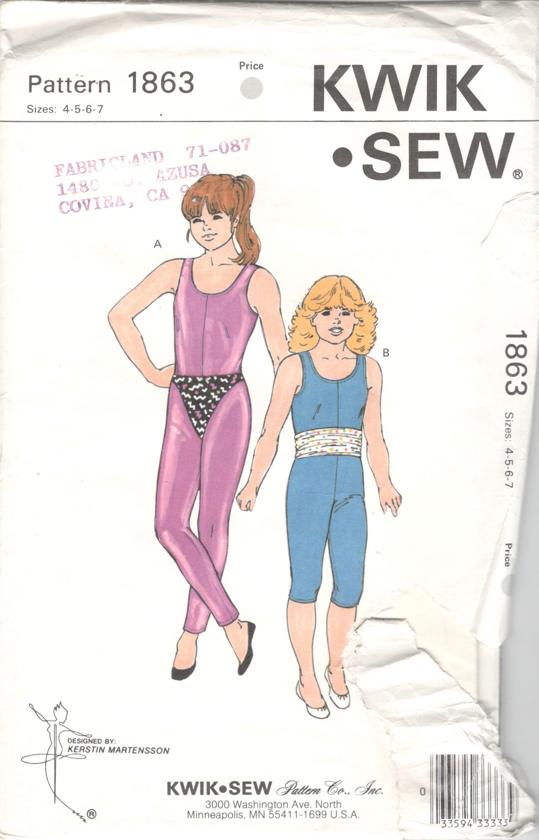 Kwik Sew 1863 1980s Girls Dance Gymnastics Unitards Trunks and Tube ...