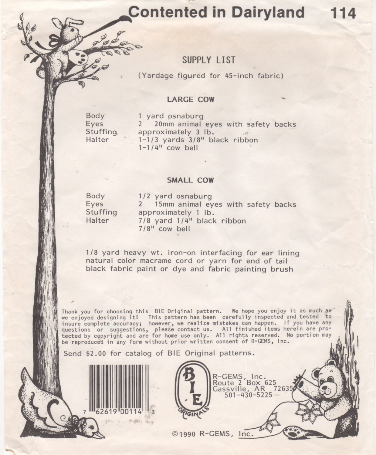 BIE Originals 114 Realistic Lying Down Milk COW Pattern | Etsy