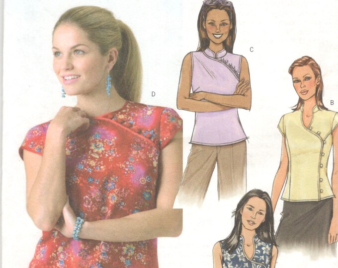 Butterick 4188 Easy Asymmetrical Asian Style Blouse Pattern Womens ...