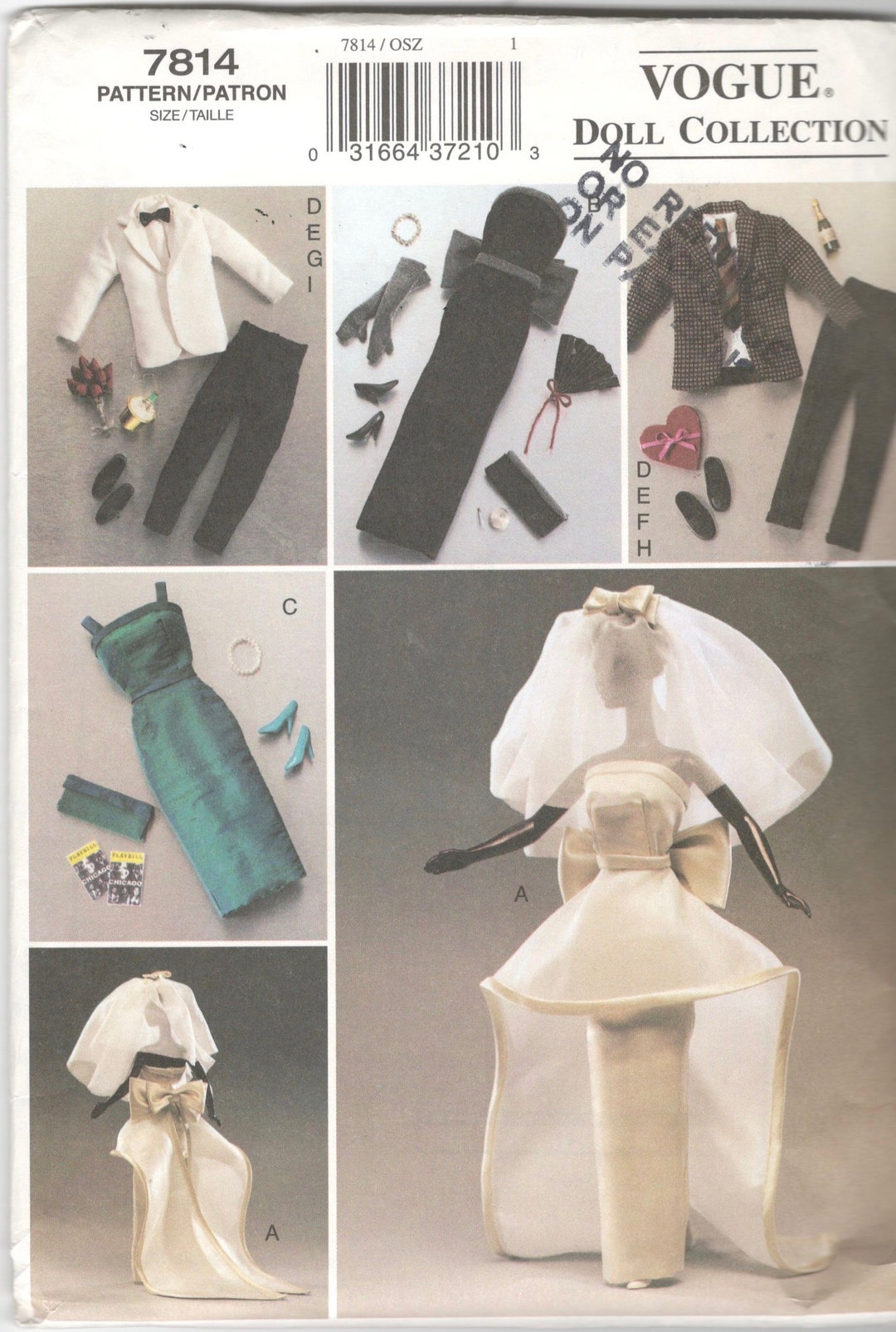 Vogue 7814 Fashion Doll Clothes Pattern Special Occasion Barbie and Ken ...