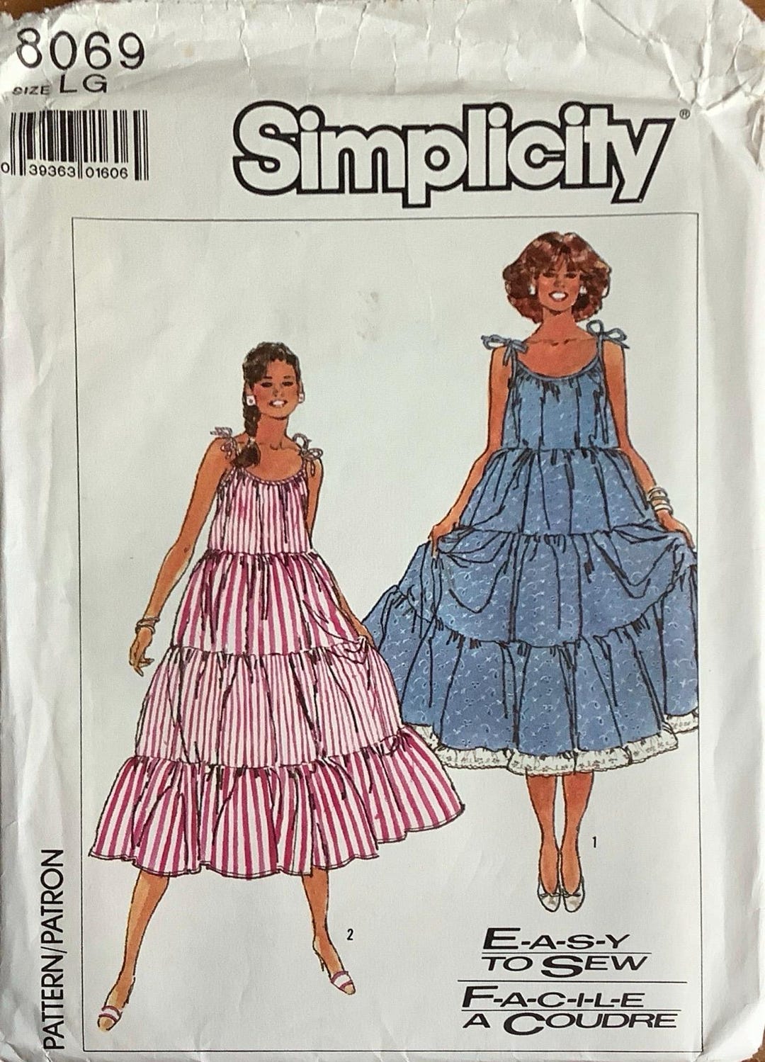 Simplicity 8069 1980s Sleeveless Tiered Sundress Pattern Tie on ...