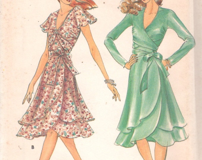 Butterick 3384 1980s Misses Evening Wrap Dress Pattern V Neck Two ...