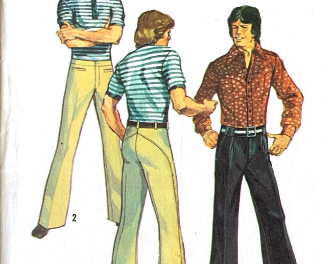 Simplicity 5443 1970s Mens Pants and Hip Hugger Bell Bottoms Pattern ...