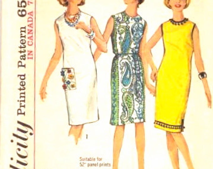 Simplicity 5362 1960s Simple to Sew Shift Dress Pattern With Transfer ...