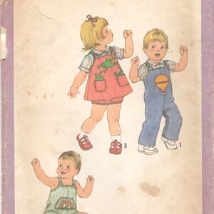 1970s Simplicity 8950 Toddlers Overalls Rompers Panties Jumper Pattern ...
