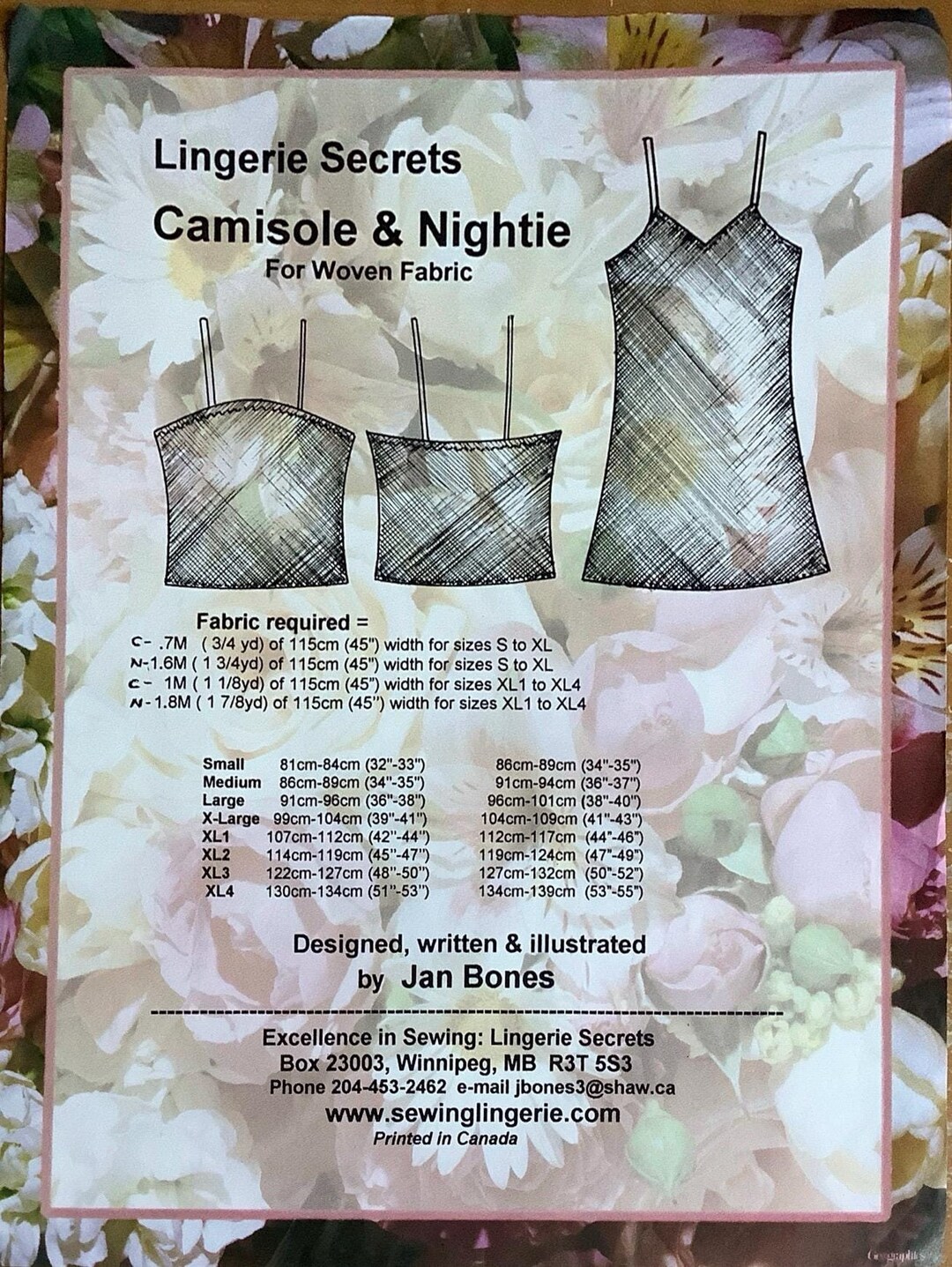 Lingerie Secrets Patterns Camisole and Nightie Pattern Womens Vintage ...