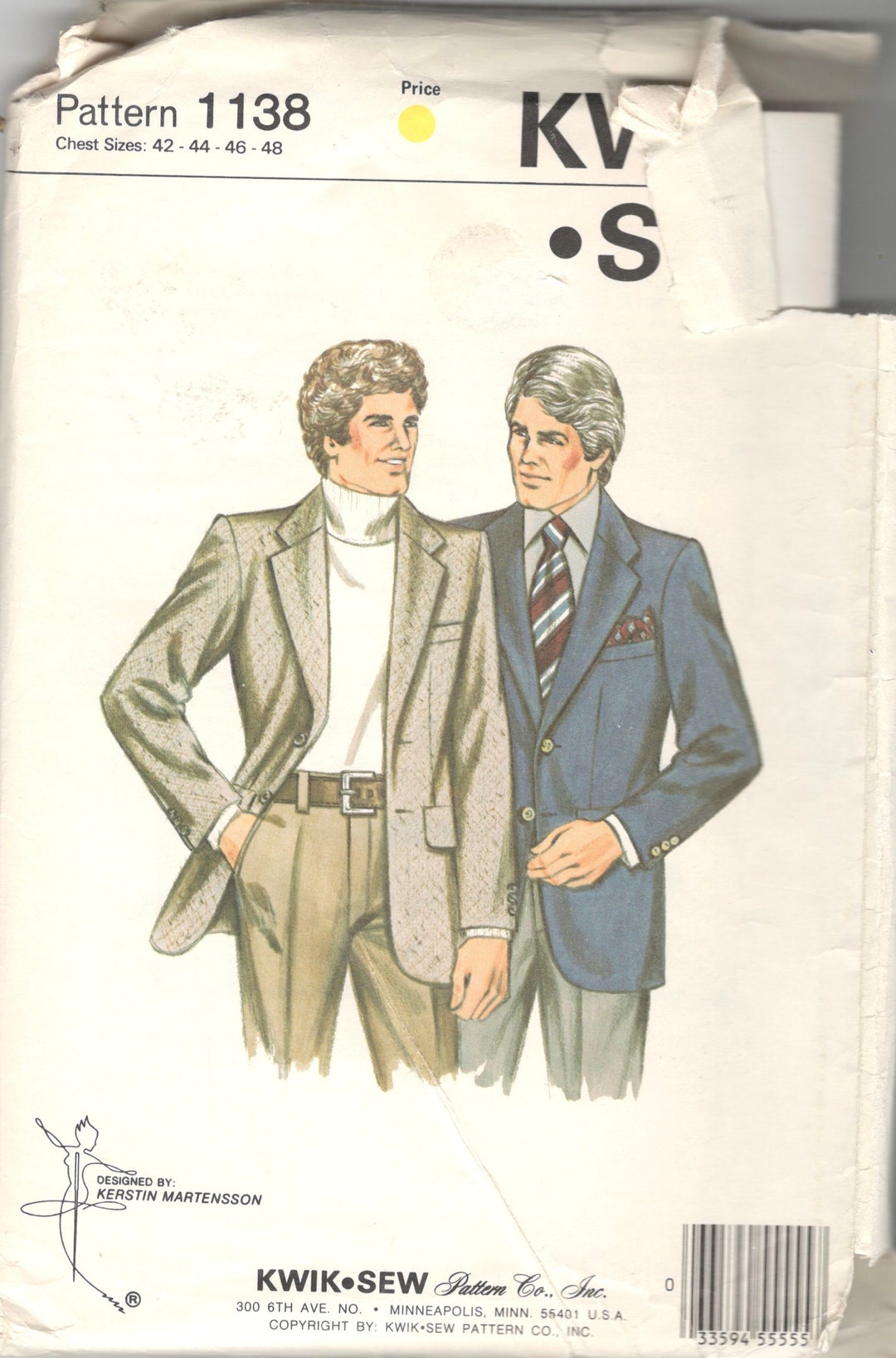 Kwik Sew 1138 1980s Mens Sport Coat Pattern Adult Vintage Sewing ...