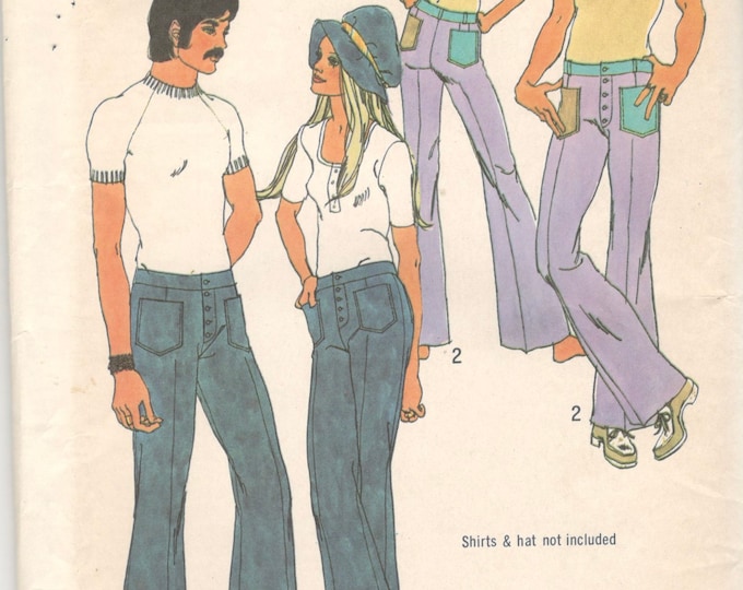 Simplicity 9483 1970s Mens Button Fly Jeans Pattern Hip Hugger Bell ...