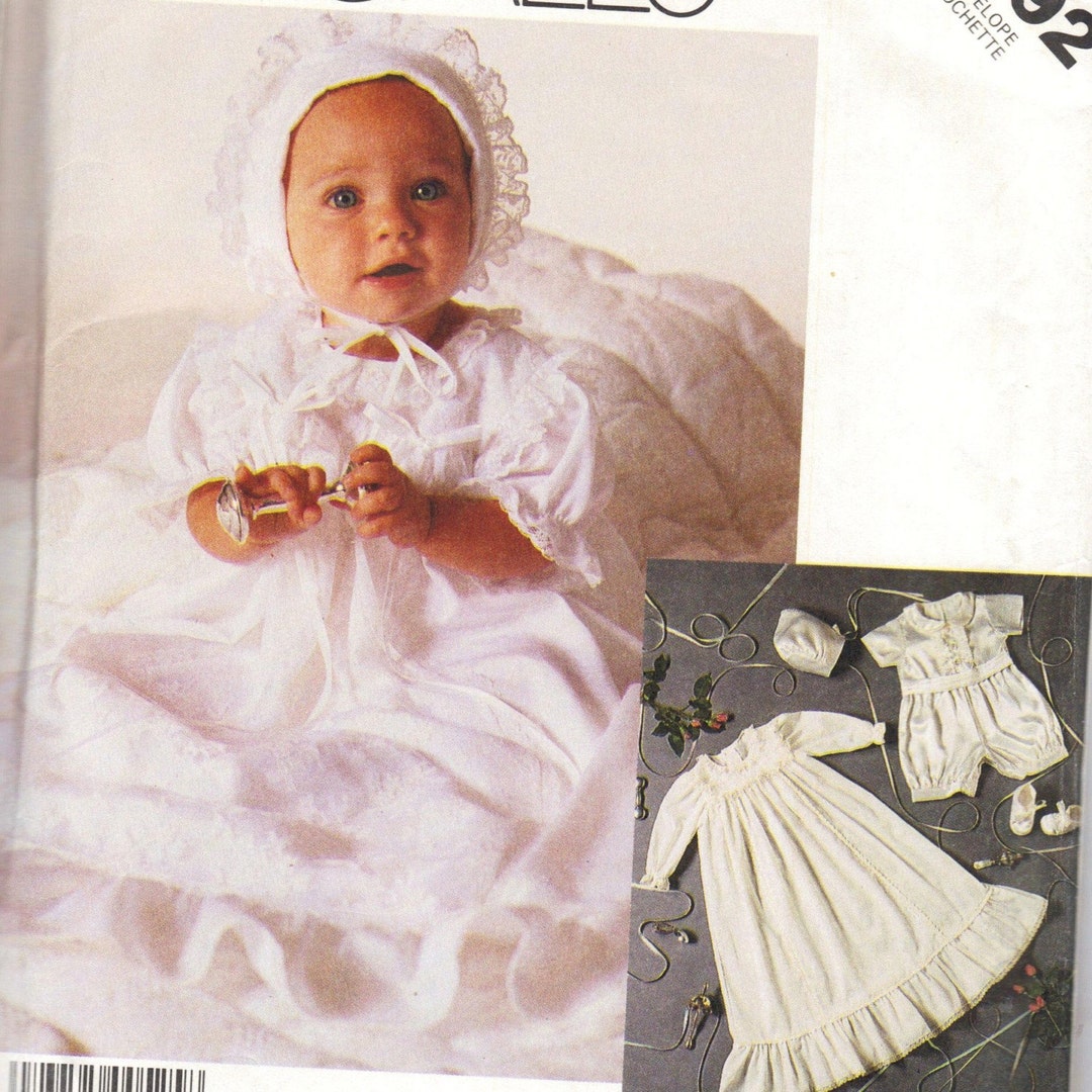 1980s Mccalls 2892 Infants Christening Gown Slip Romper Bonnet and ...