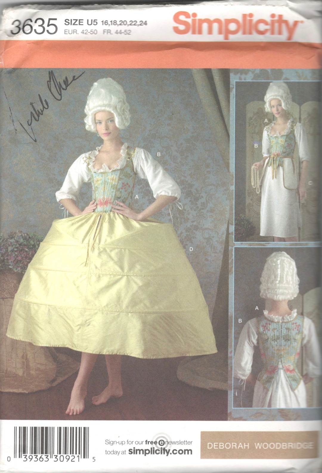 Simplicity 3635 18th Century Corset Chemise Panniers Pattern Womens ...