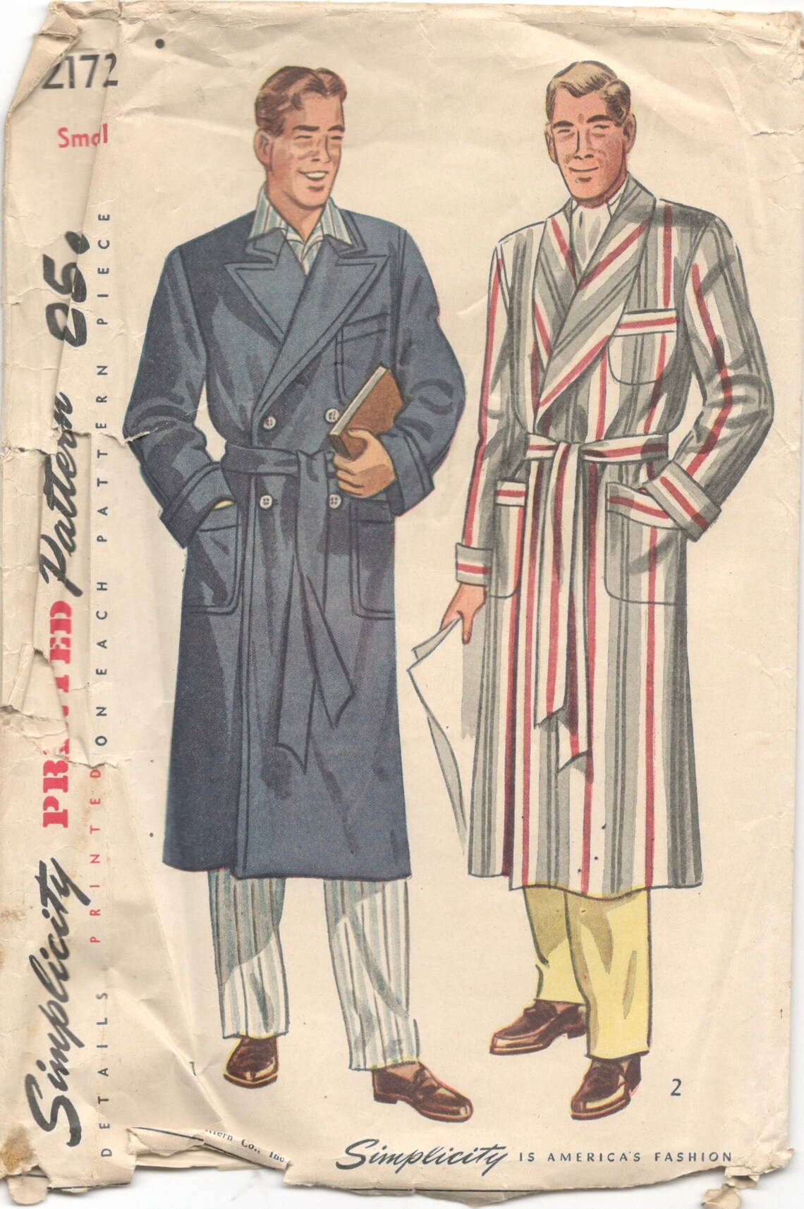Simplicity 2172 1940s Mens Robe Pattern Lounging Robe Button - Etsy