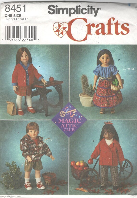 Simplicity 8451 Magic Attic Club Doll Clothes Pattern for - Etsy