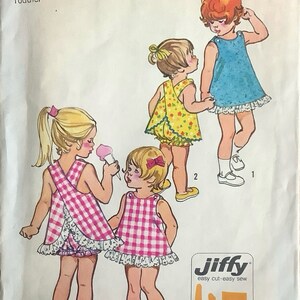 Simplicity 5052 1970s Toddlers Jiffy Criss Cross Dress Bloomers Pattern ...