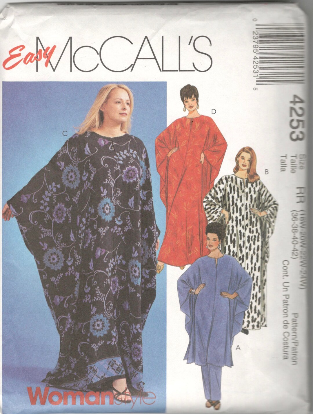 Mccalls 4253 Pants and Chic Loose Fitting Pullover Caftan Pattern Full ...