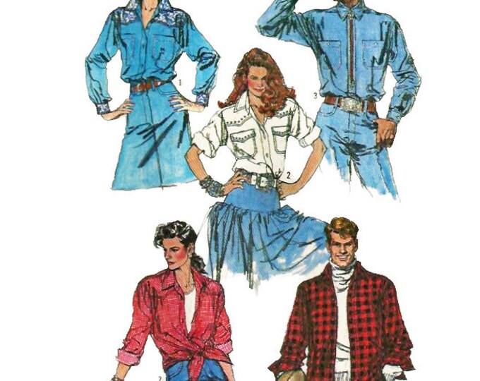 Simplicity 8178 1980s Misses or Mens Western Shirt Pattern - Etsy