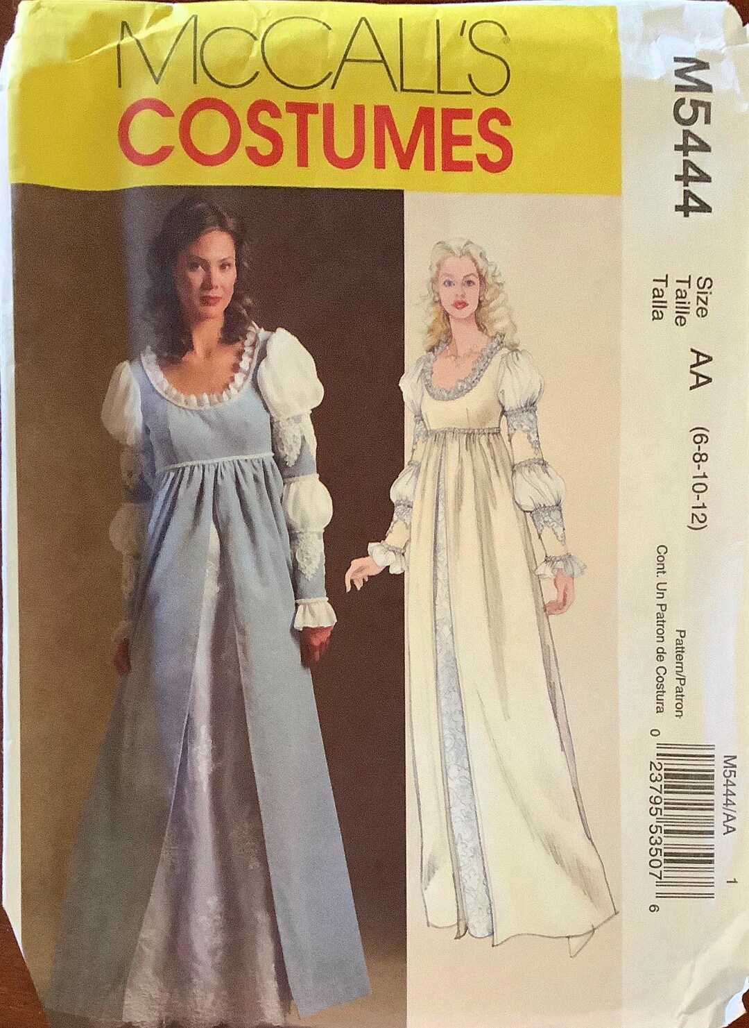 Mccalls 5444 Renfaire Renaissance Dress Pattern Scoop Neck Sleeve Stays Medieval Womens Costume ...