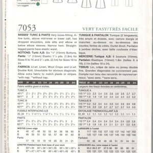 Vogue 7053 KOKO Beall Misses Very Loose Fit Tunic Pants Pattern Very ...