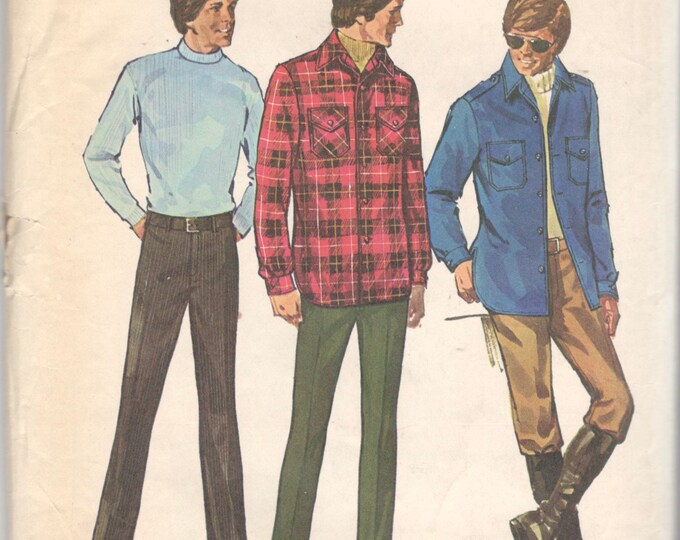 Simplicity 9694 1970s Mens Flannel CPO Shirt Jacket and Pants Pattern ...