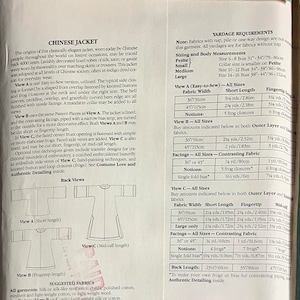 Folkwear 114 Chinese Jacket Pattern 3 Lngths Asian Embroidery Womens ...