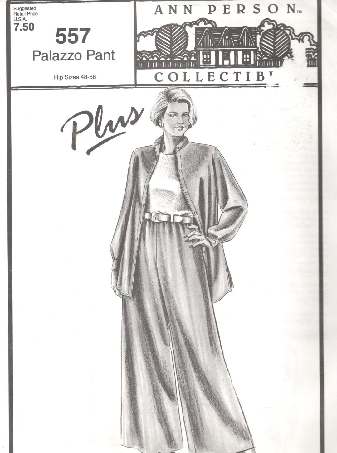 Stretch & Sew 557 Womens Plus Palazzo Pants Sewing Pattern Size 1X 2X ...