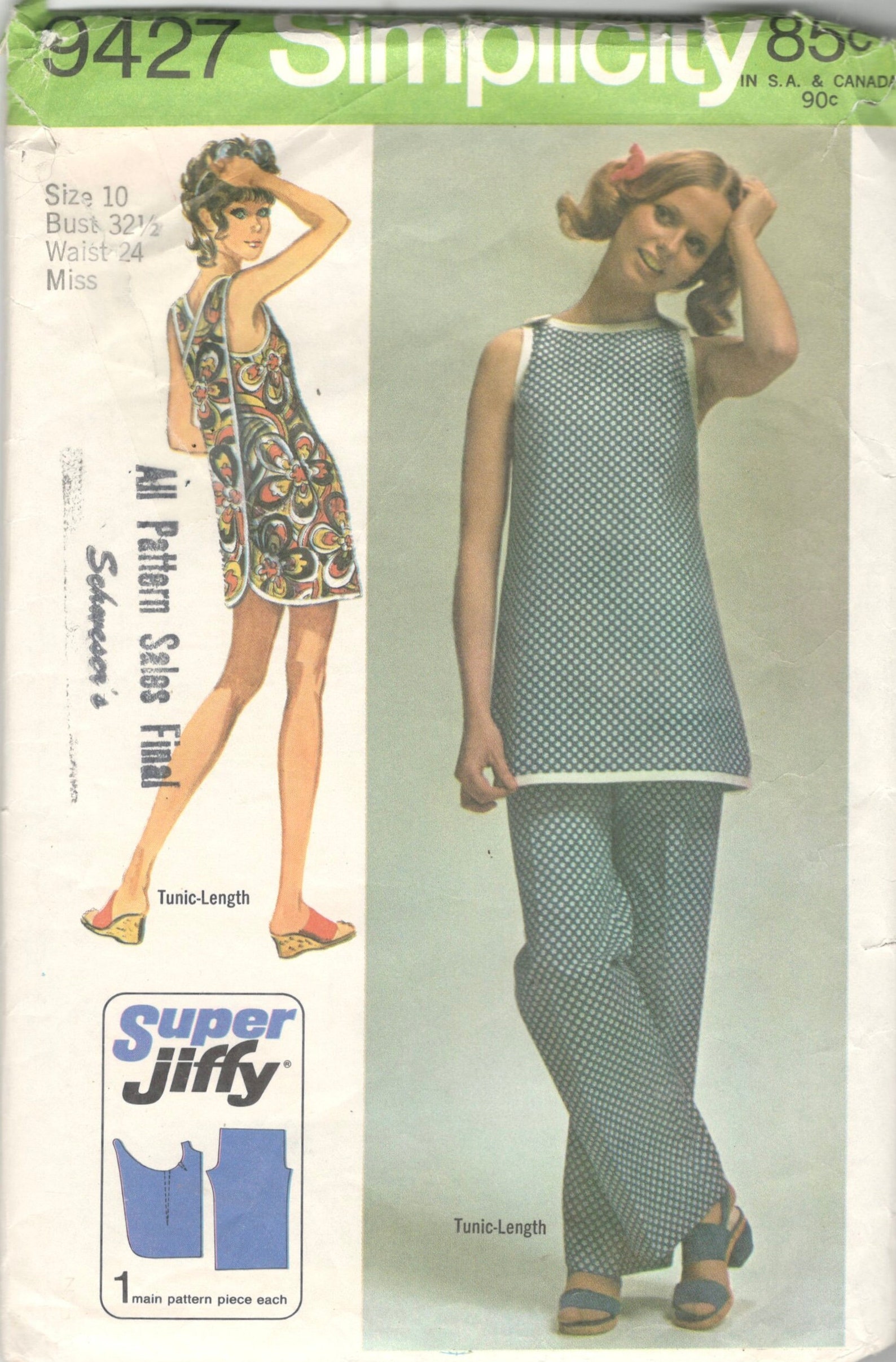 Simplicity 9427 1970s Misses Cover up Tunic and Pants Pattern - Etsy