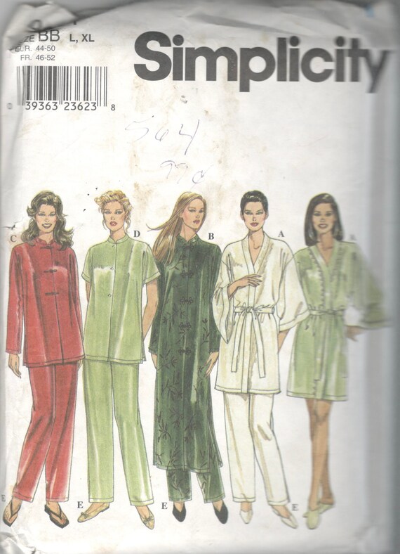 Simplicity 9024 Misses Sleepwear Pattern Mandarin Collar - Etsy