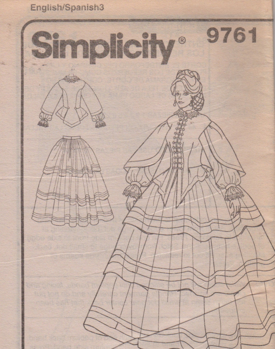 Simplicity 9761 Misses Civil War COSTUME PATTERN Skirt Peplum Blouse ...