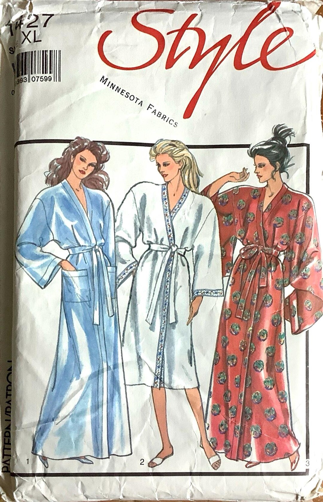 Style 1427 1980s Misses Wrap Robe Pattern Japanese Yukata Style Draped ...