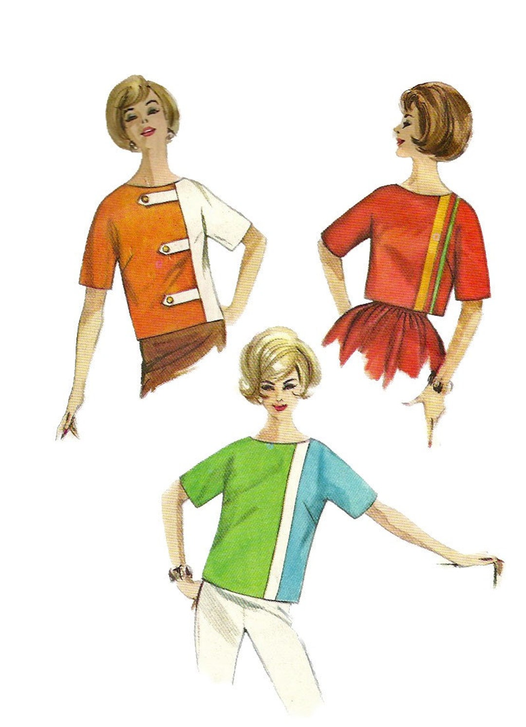 1960s Simplicity 4259 Simple to Make Overblouse Pattern Kimono Sleeves ...