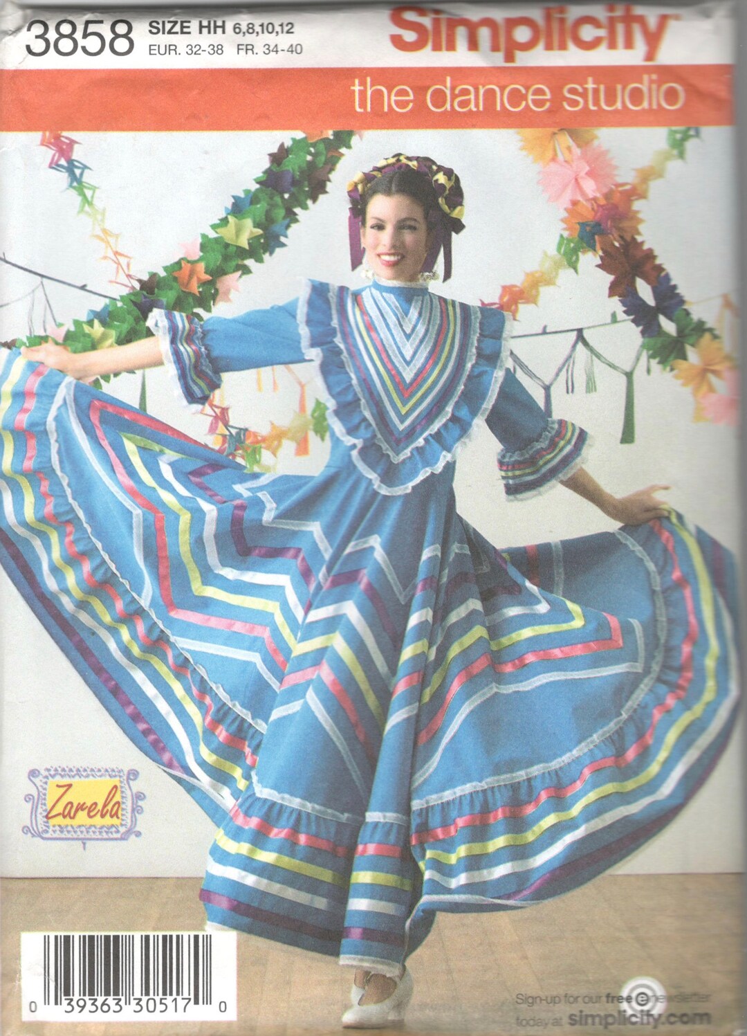 Simplicity 3858 Misses Mexican Dance Dress Pattern Traditional Hispanic ...