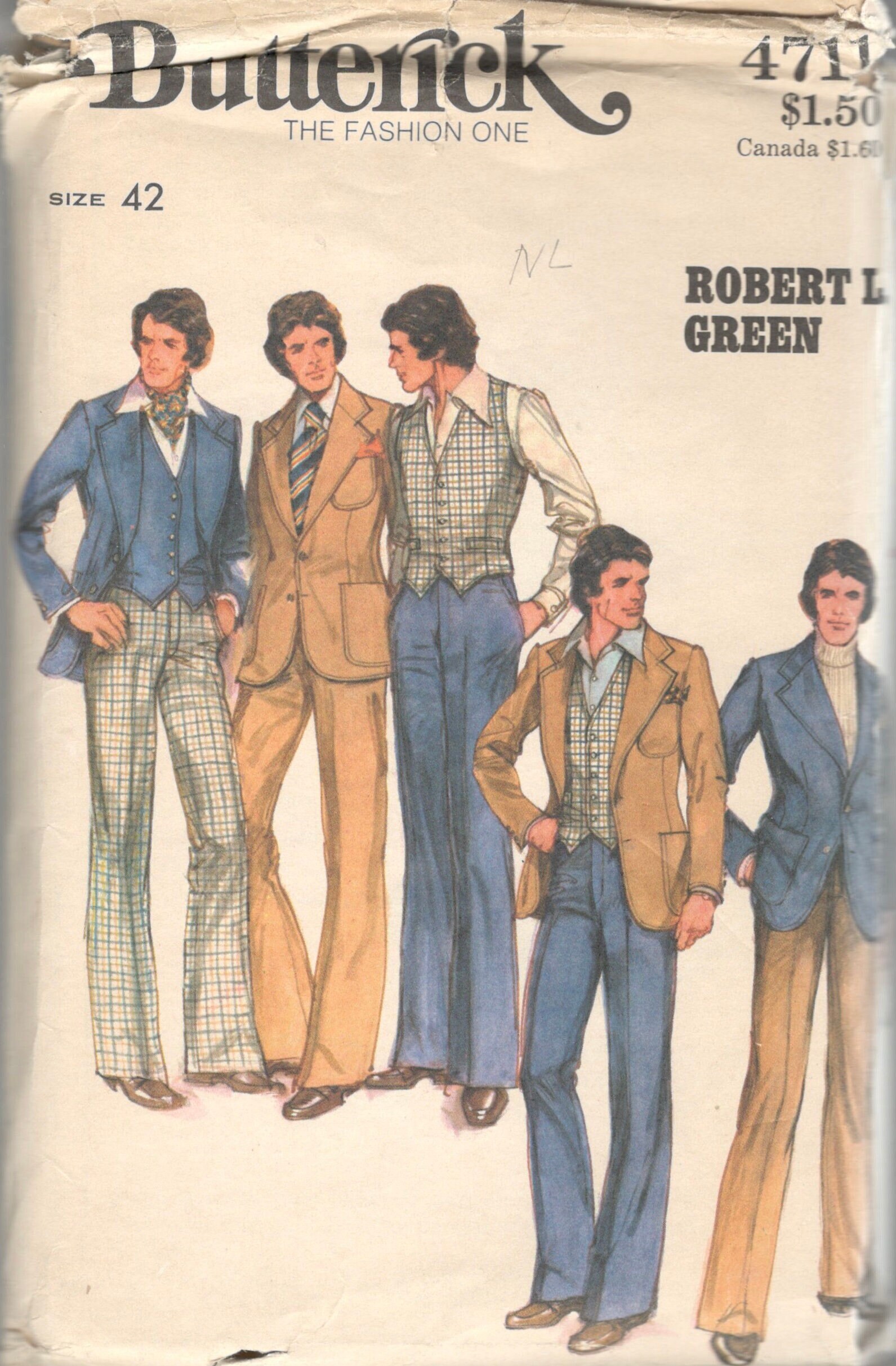Butterick 4711 1970s Mens Western Style Jacket Vest and Pants | Etsy