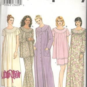 Simplicity 9012 Pajamas Nightgown and Robe Pattern Vintage 1990s Womens ...