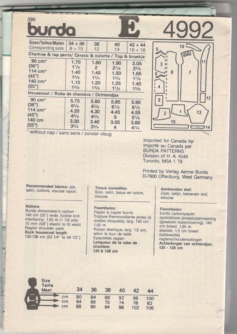 Burda 4992 Misses Lingerie Camisole Wide Leg Panties and Shawl | Etsy