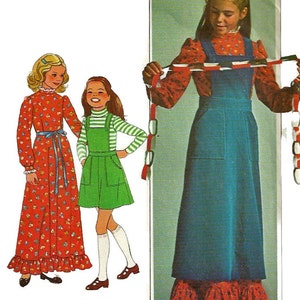 1970s Simplicity 7778 Girls Pinafore or Jumper in Two Lengths and Dress ...
